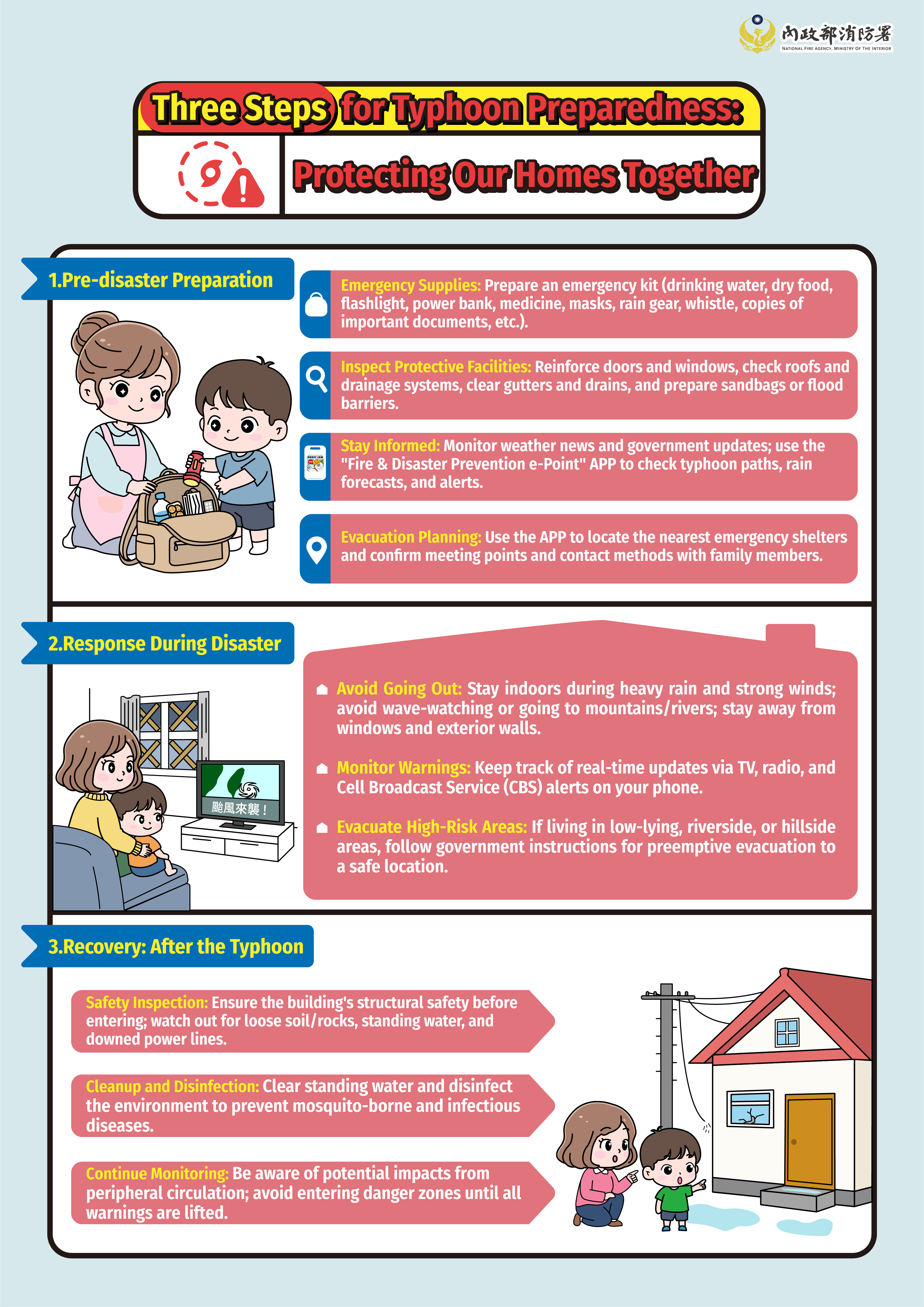 內政部消防署消防防災館 > Downloads > Posters > Typhoon > Three Steps for Typhoon ...